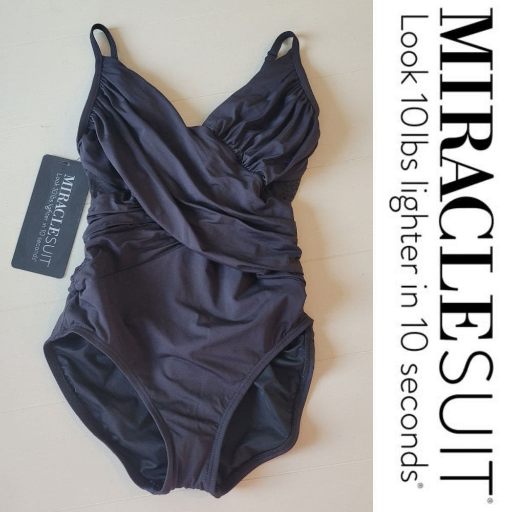 Miraclesuit Mesh Crossover One Piece Swimsuit In Black - Gem